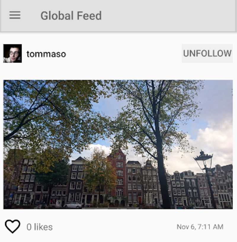 Android example Photo Sharing app