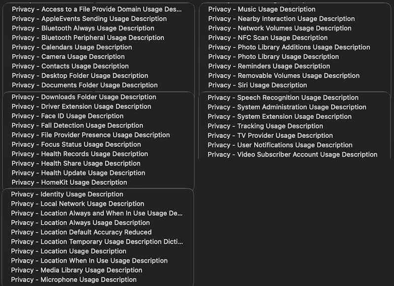 Setting Background Modes and Device Capability Privacies in iOS Apps