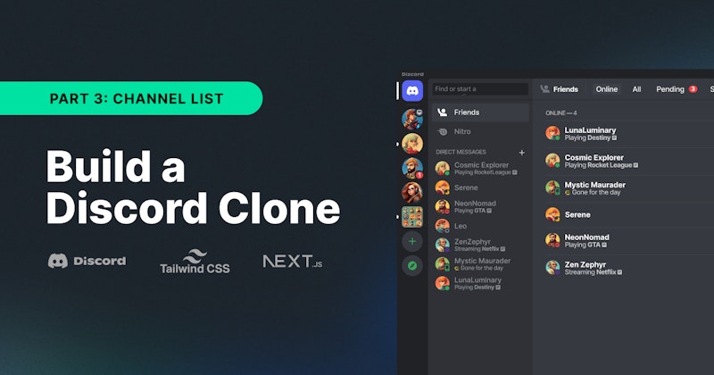 Part Three of Discord Clone Using Next.js and Tailwind - Channel List
