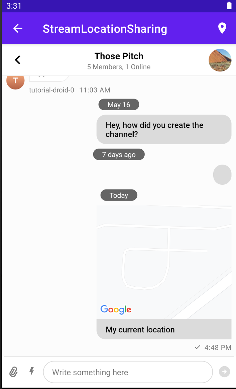 Location Sharing With Custom Attachments on Android