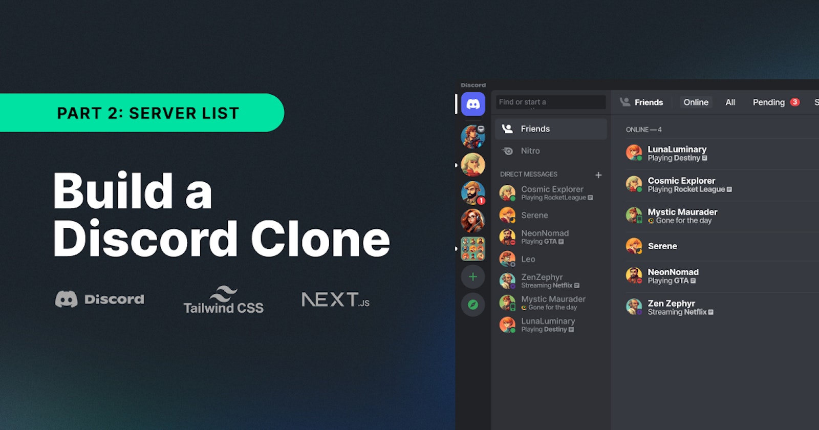 Build a Discord Clone with Next.js and TailwindCSS: Server List — Part Two