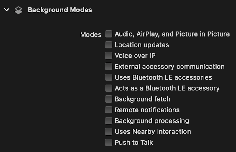Setting Background Modes and Device Capability Privacies in iOS Apps