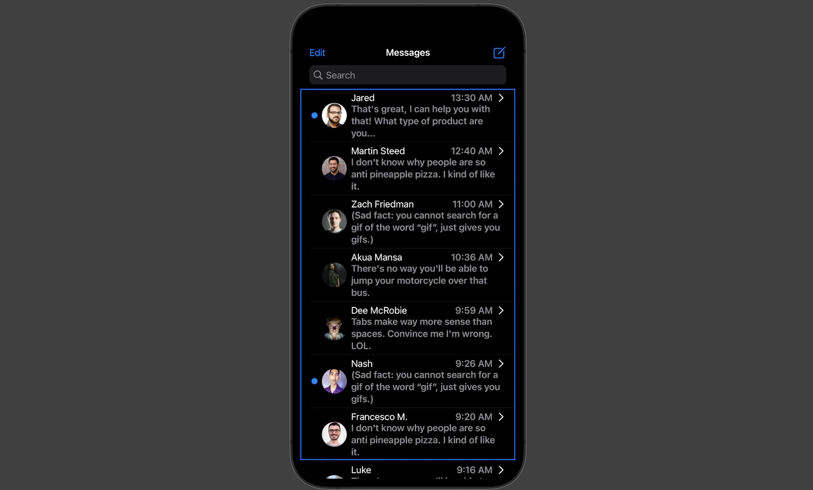 Designing a Pixel Perfect iMessage Contacts List in SwiftUI