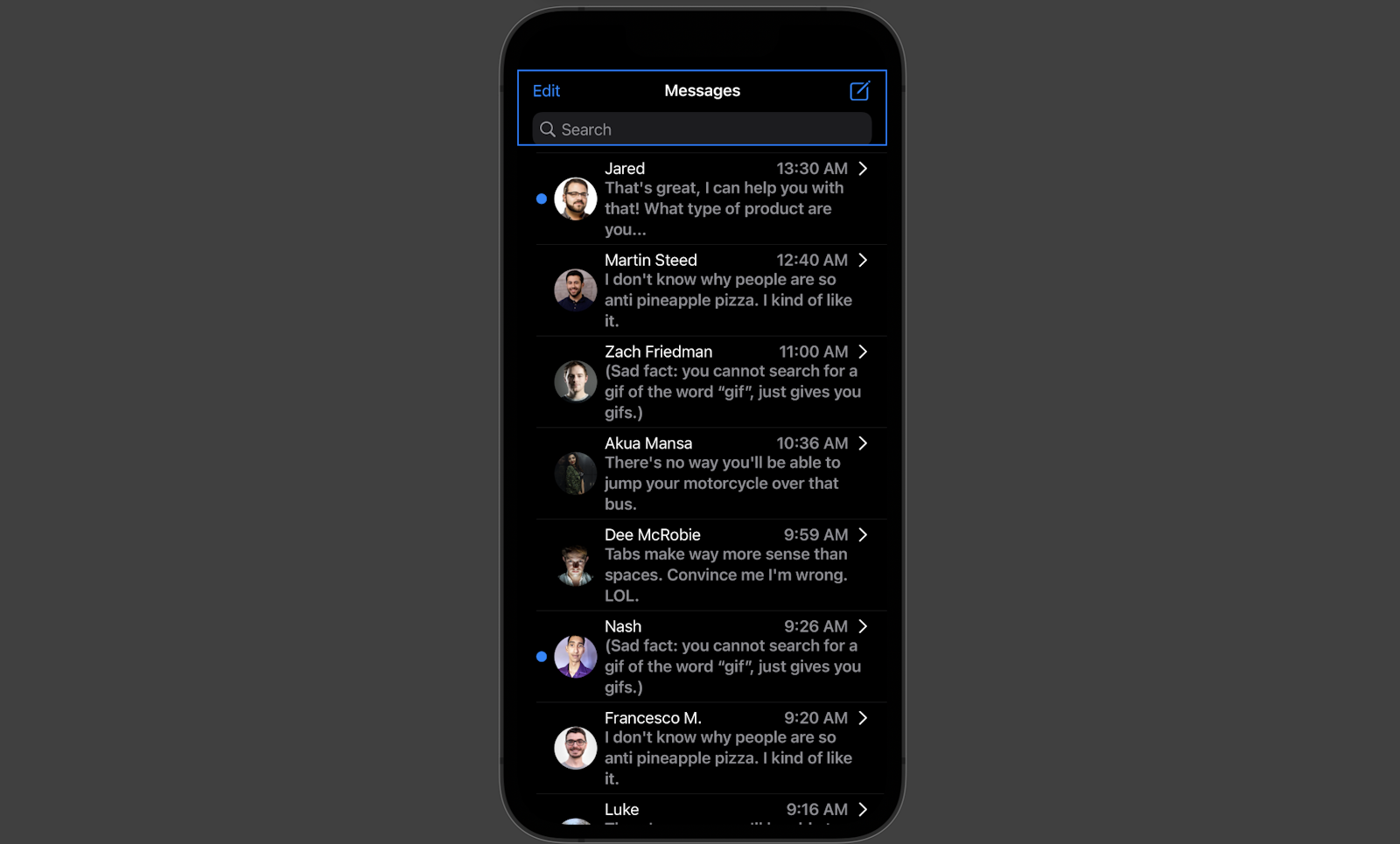 Designing a Pixel Perfect iMessage Contacts List in SwiftUI