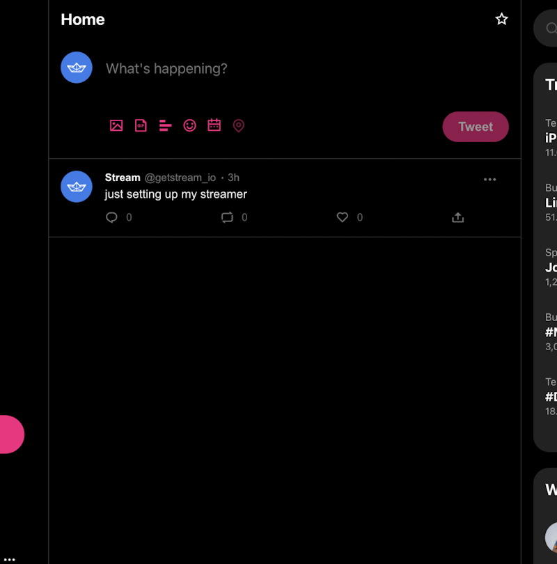 Connecting users to Stream Feeds and Creating a tweet - Twitter Clone ...