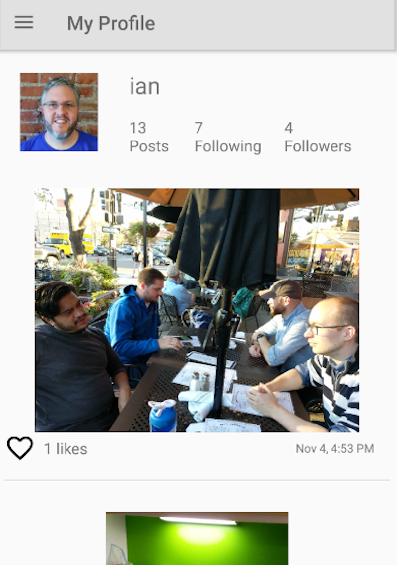 Android example Photo Sharing app
